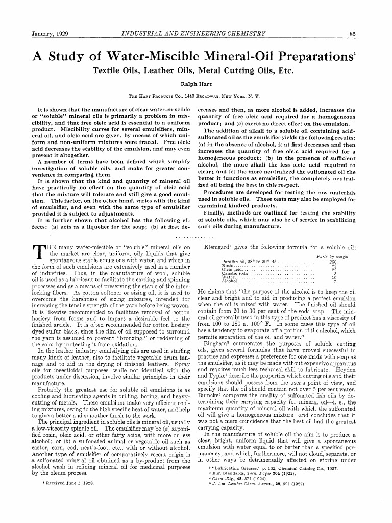 A Water-Miscible Mineral-Oil Preparations : Study of | PDF | Emulsion ...