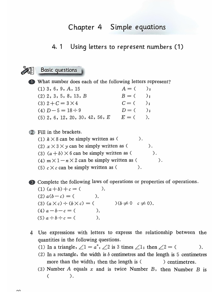 Chapter 4 Simple Equations | PDF