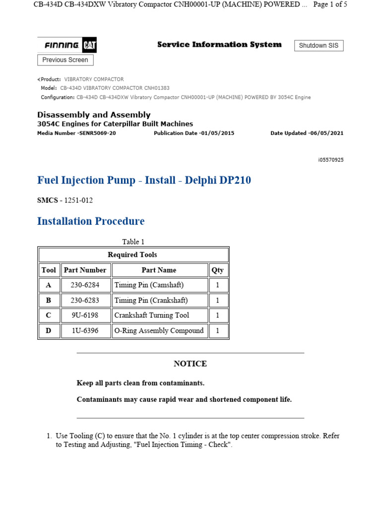 Fuel Injection Pump Installation Guide | PDF | Nut (Hardware) | Gear
