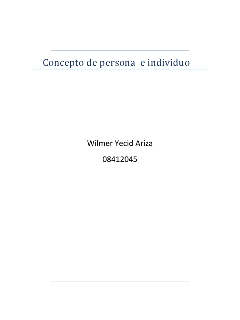 Concepto de Persona e Individuo | PDF | Teorías filosóficas | Amor