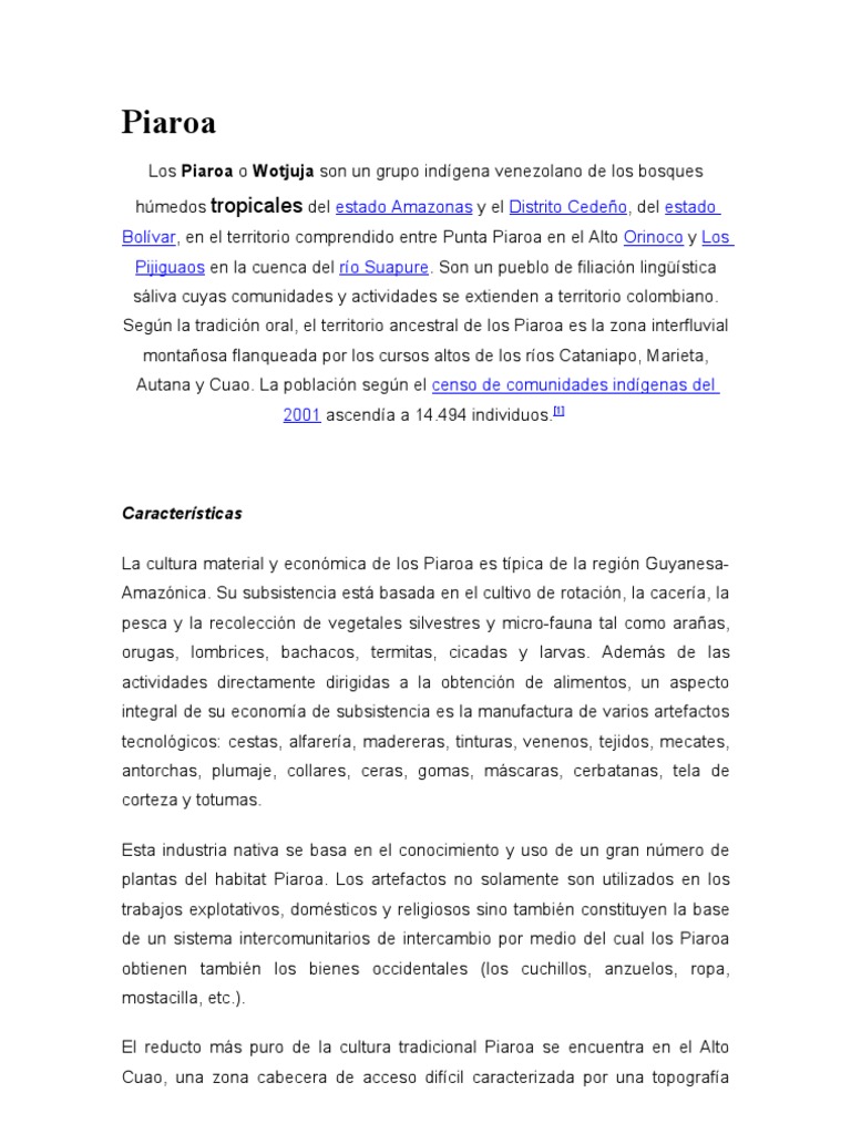PIAROAS | PDF | Etnicidad | Pueblos Indígenas de las Américas
