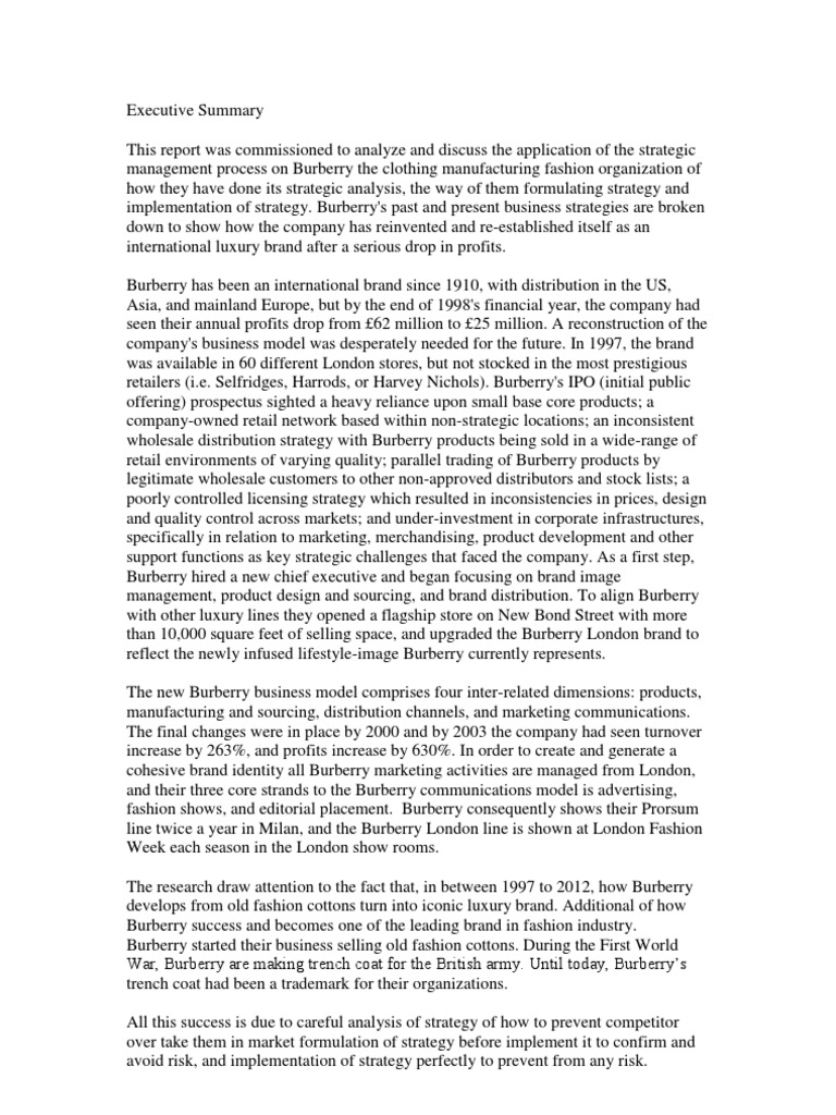 Executive Summary | PDF | Retail | Strategic Management