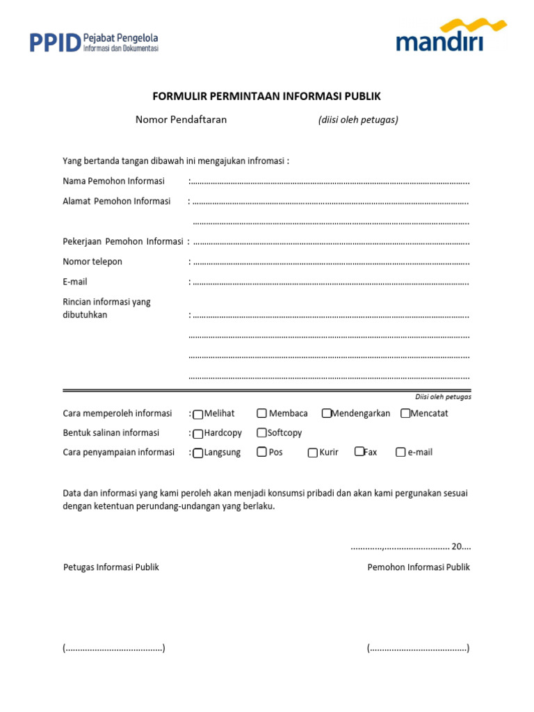 Formulir Permintaan Informasi | PDF
