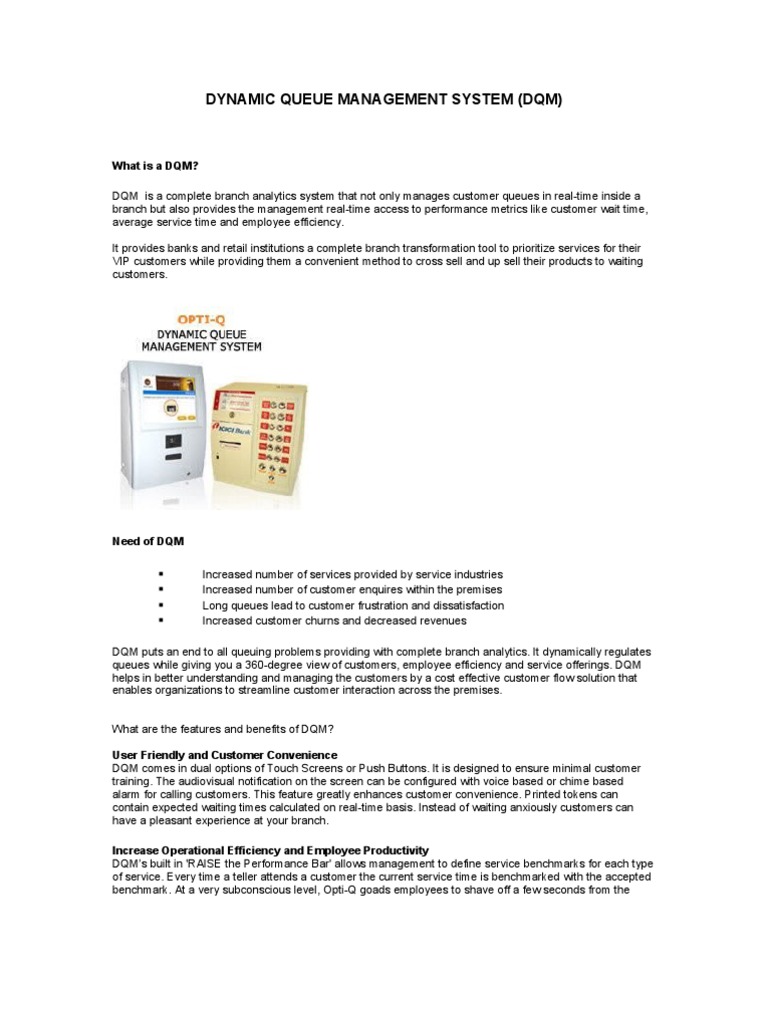 Dynamic Queue Management System (DQM) : What Is A DQM? | PDF | Sales ...