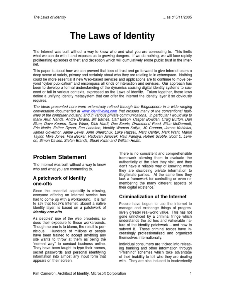 The Laws of Identity | PDF | Information | Public Key Certificate
