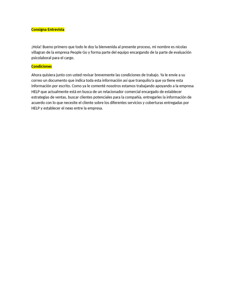 Consigna Entrevista | PDF
