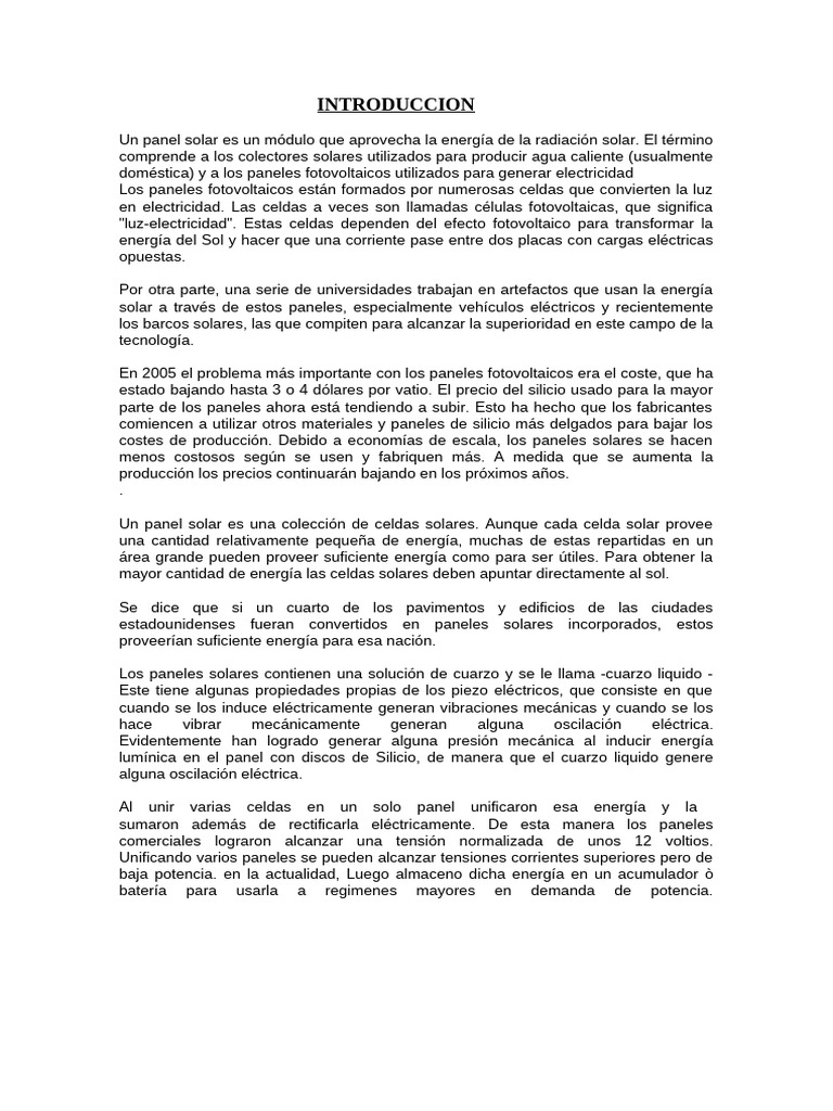 Proyecto de Fisica | PDF | Panel solar | Energía solar