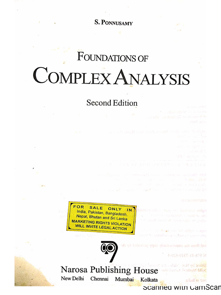 S. Punnusammy - Foundations of Complex Analysis | PDF