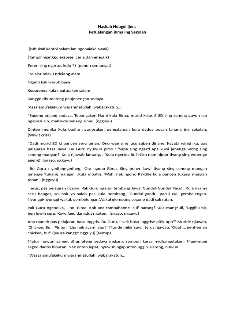 Naskah Ndagel Ijen Baru | PDF