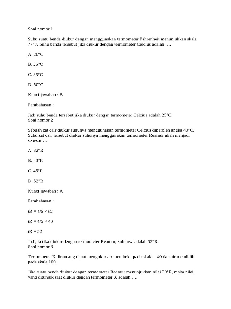 Konversi Suhu Termometer Berbagai Skala | PDF