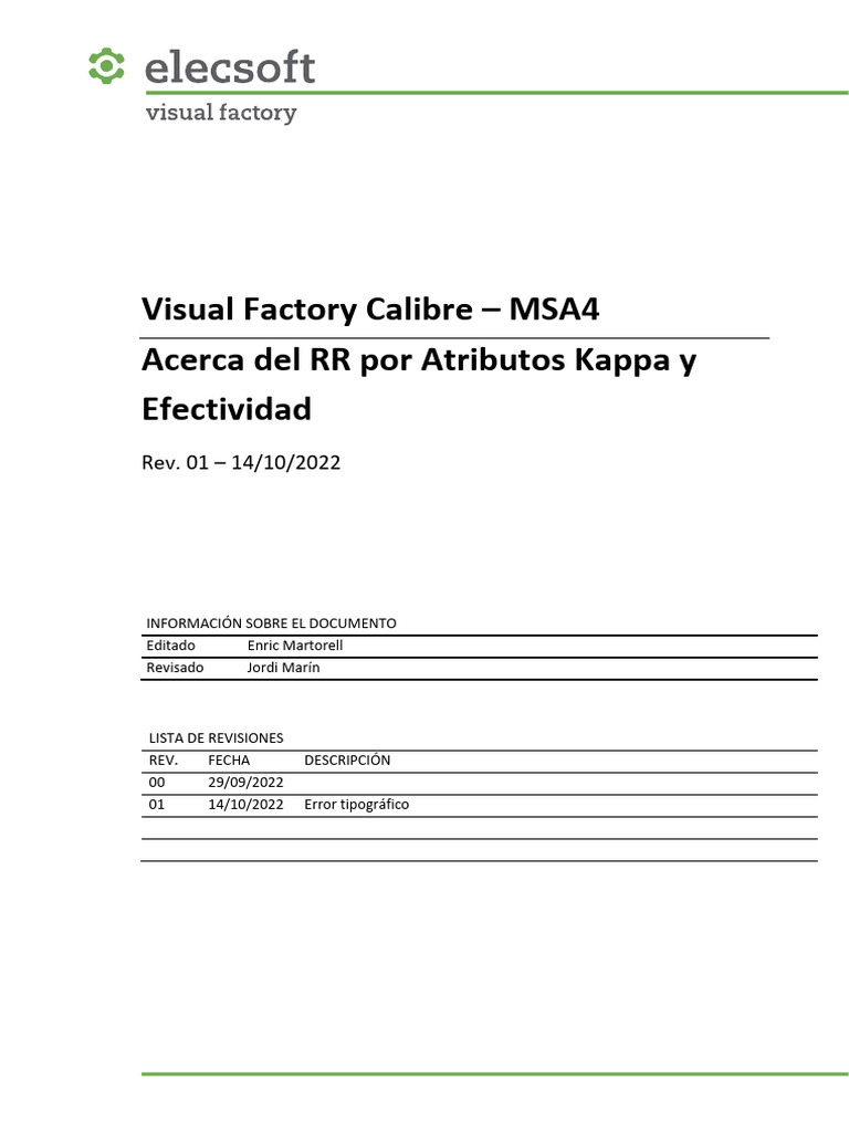 Acerca de MSA4 Atributos Kappa y Efectividad | PDF