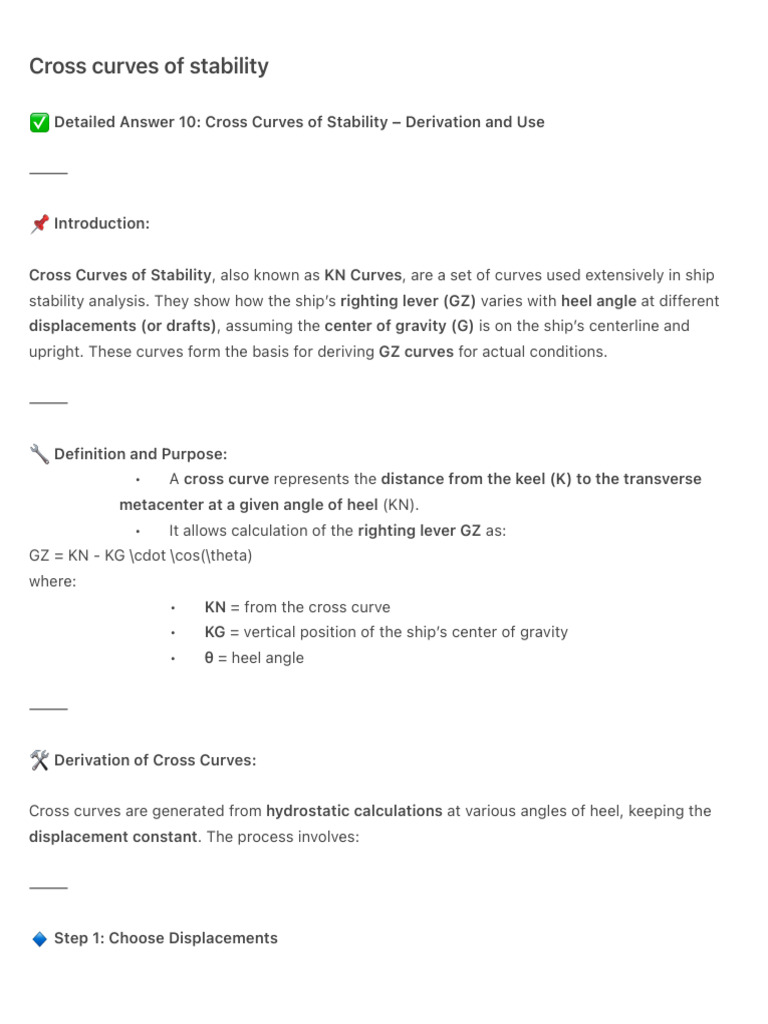 Cross Curves of Stability | PDF