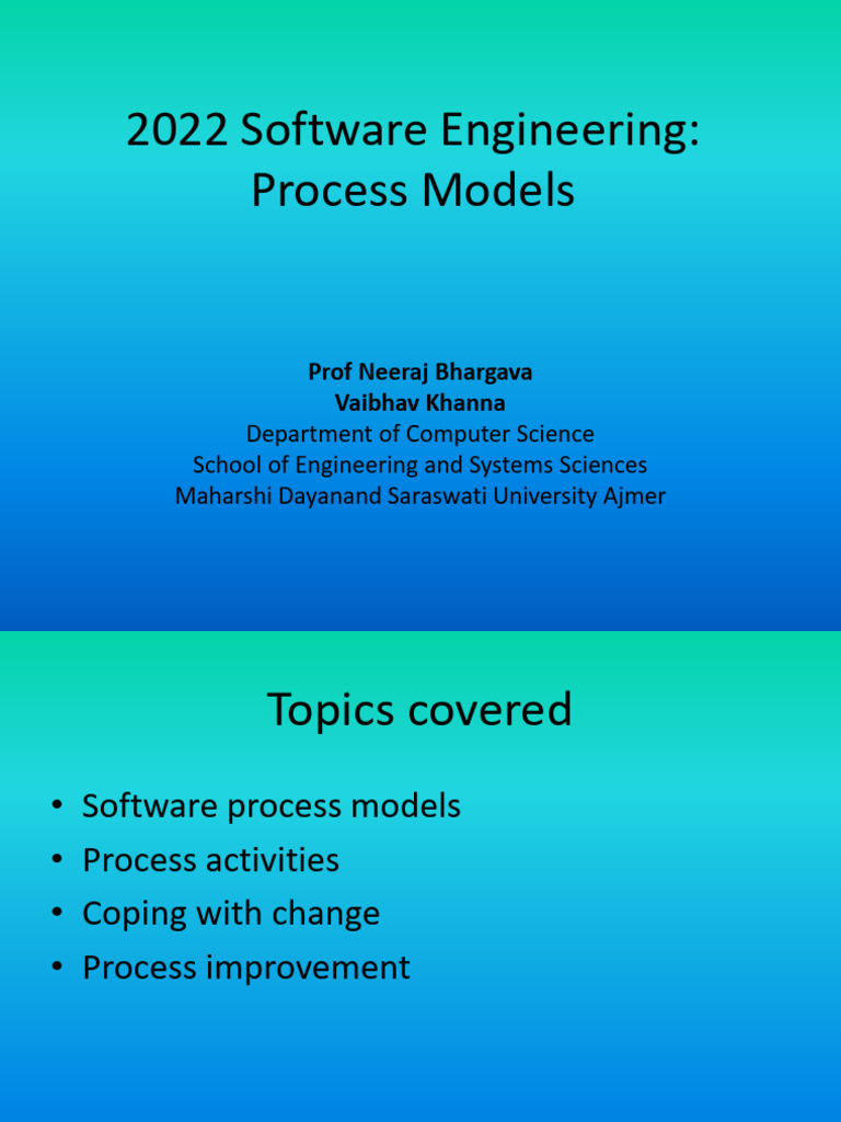 2022 Software Engineering 2 Process Models | PDF | Software Development ...