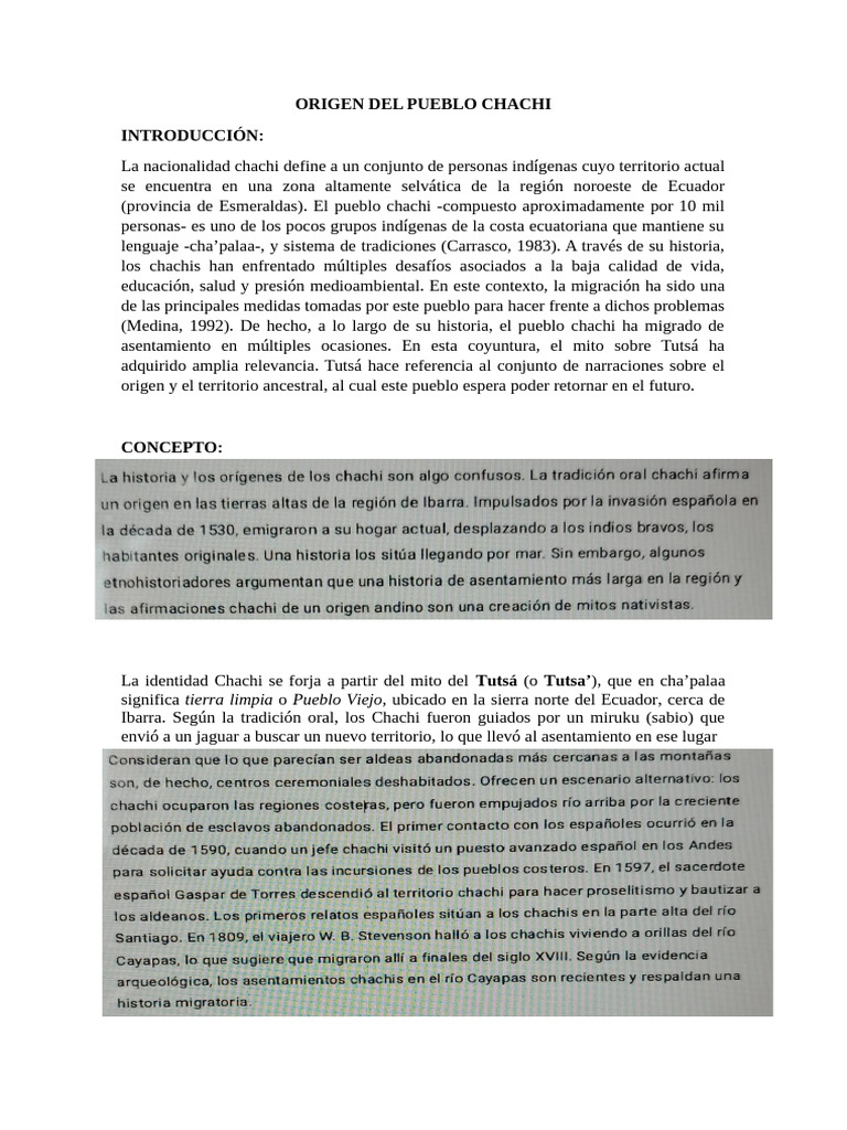 Origen Del Pueblo Chachi | PDF | Ecuador
