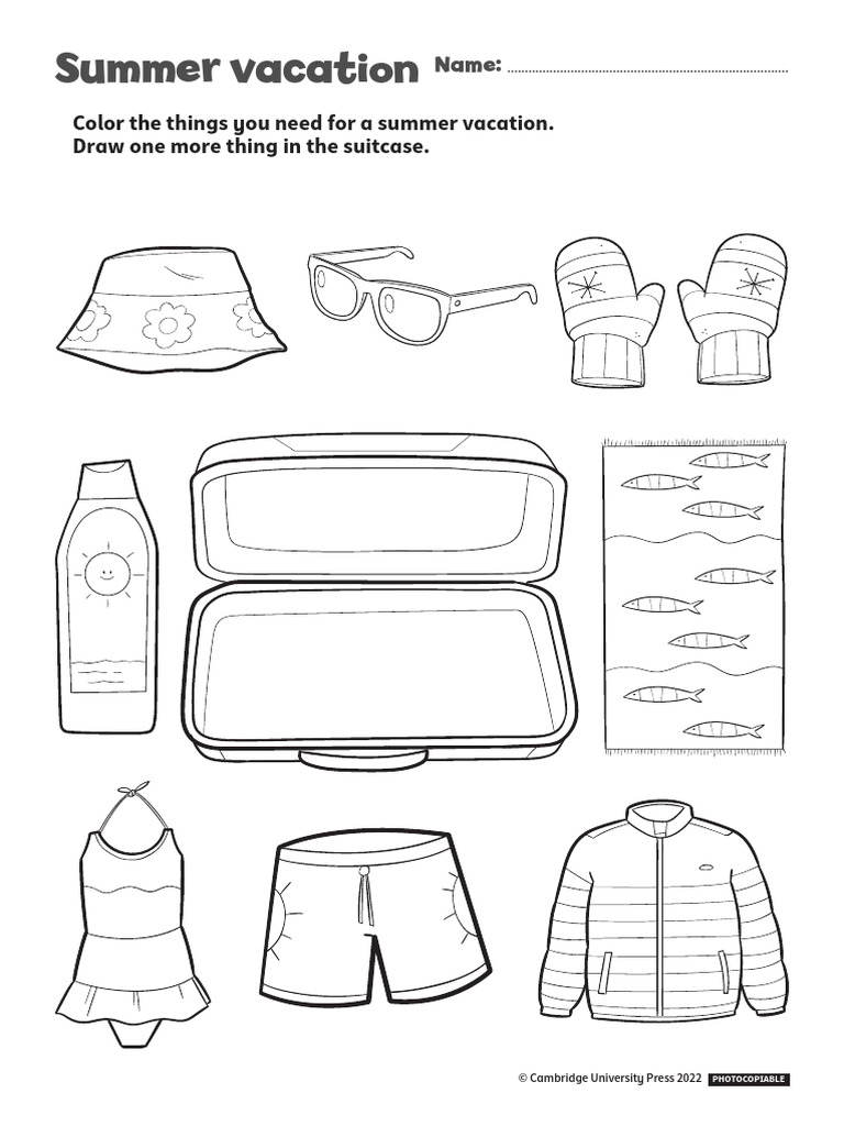 Summer Vacation Coloring Activity | PDF