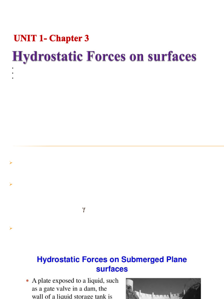 UNIT 1 - CHAPTER 3 - Hydrostatic Forces On Surfaces | PDF | Pressure | Force