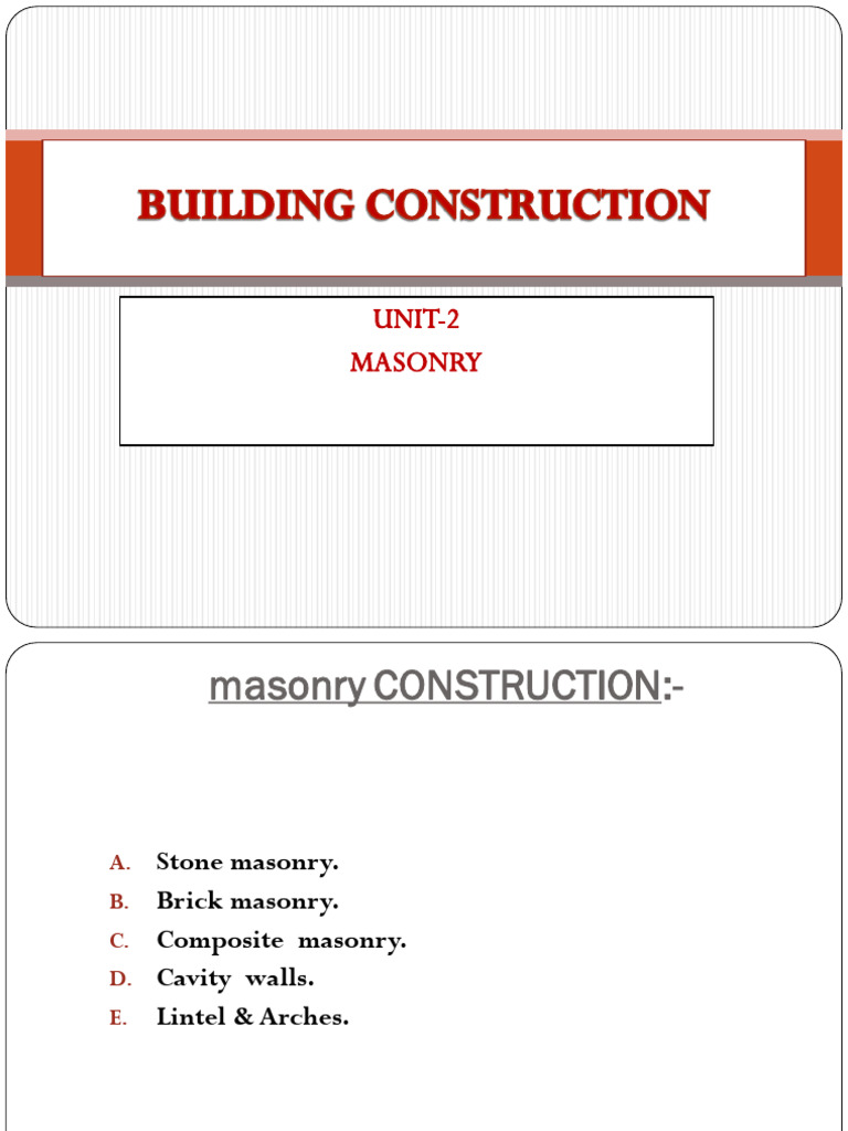 Masonry Construction Techniques Guide | PDF | Masonry | Stairs