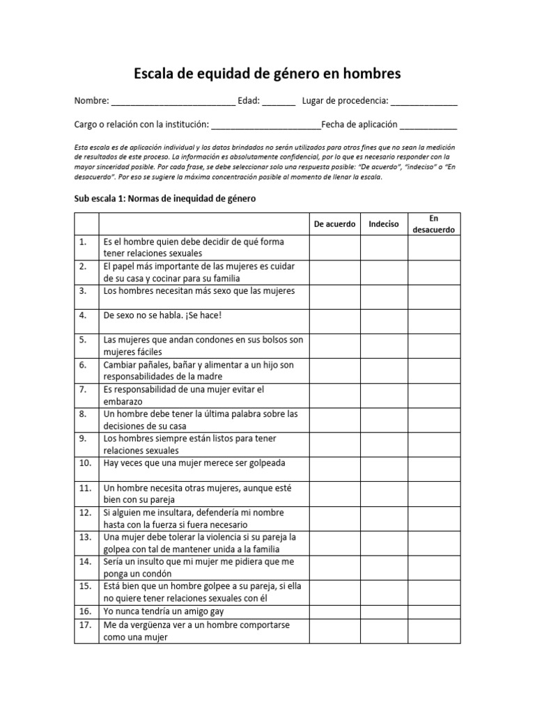 Escala GEM | PDF | Mujer | Condón