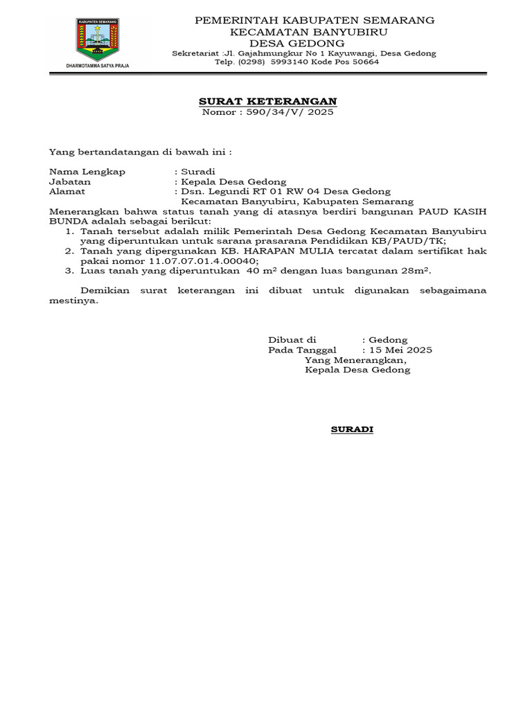 Surat Keterangan KB Ngaglik | PDF