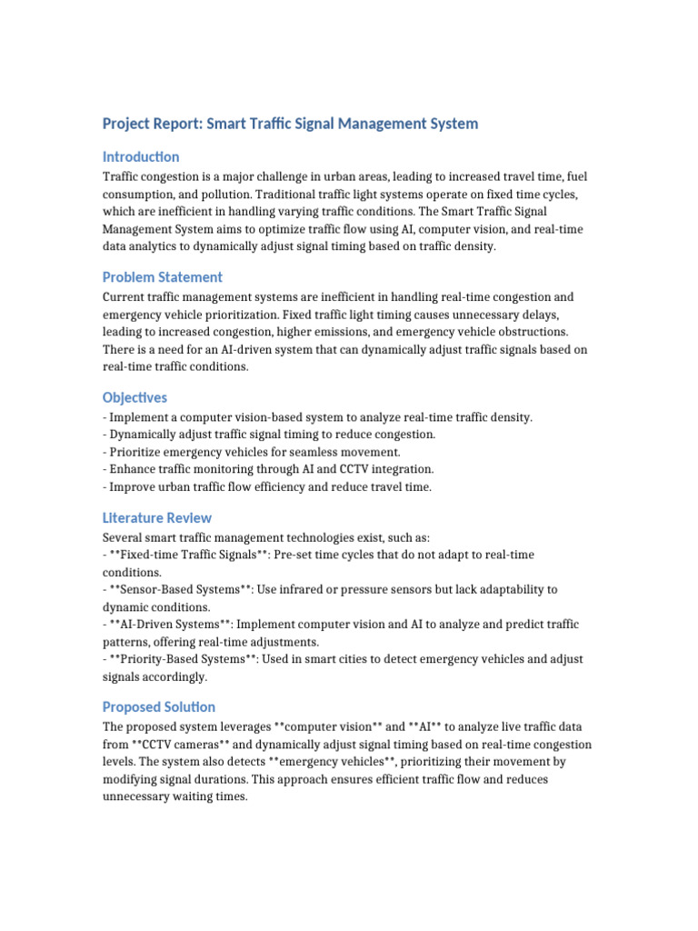 Smart Traffic Signal Report | PDF | Traffic | Artificial Intelligence