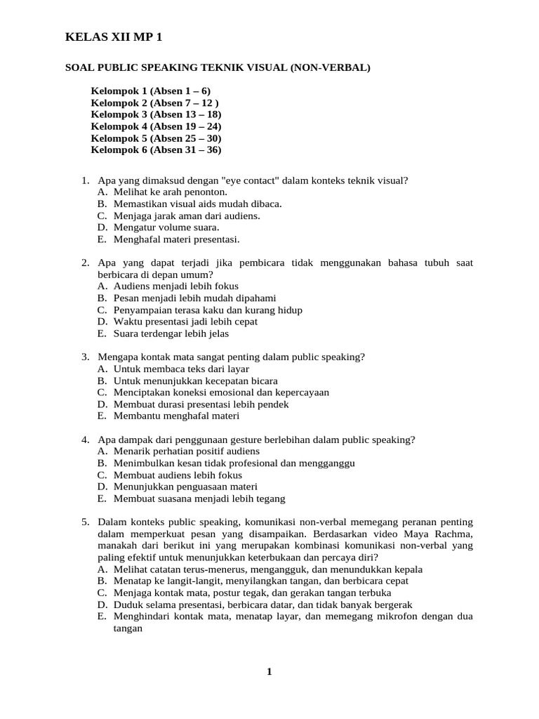 Soal Public Speaking dan Teknik Visual | PDF