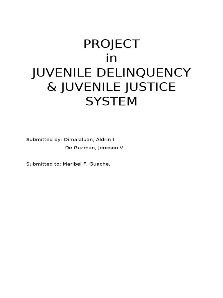 PROJECT in Juvenile Delinquency | PDF