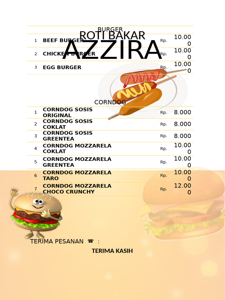 Menu Puput | PDF | Fast Food | Western Cuisine