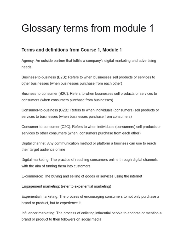 Important Terms 1 | PDF