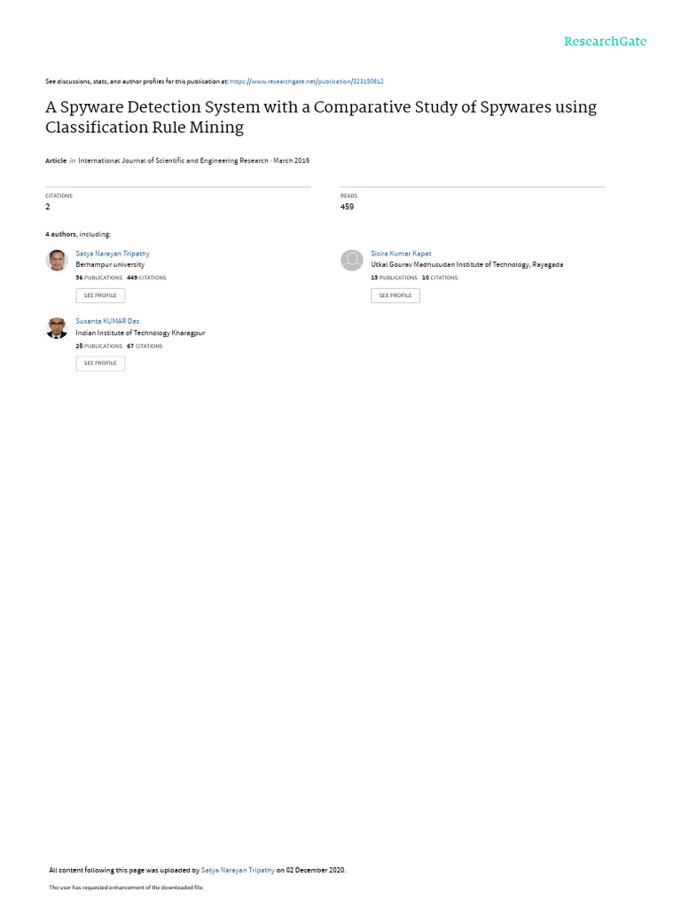 A Spyware Detection System With A Comparative Study of Spywares Using ...