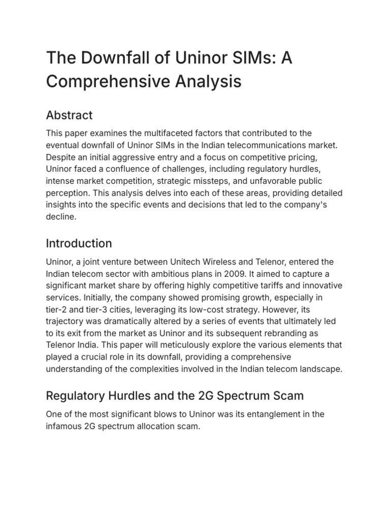 Uninor's Downfall: Factors and Failures | PDF | Economies