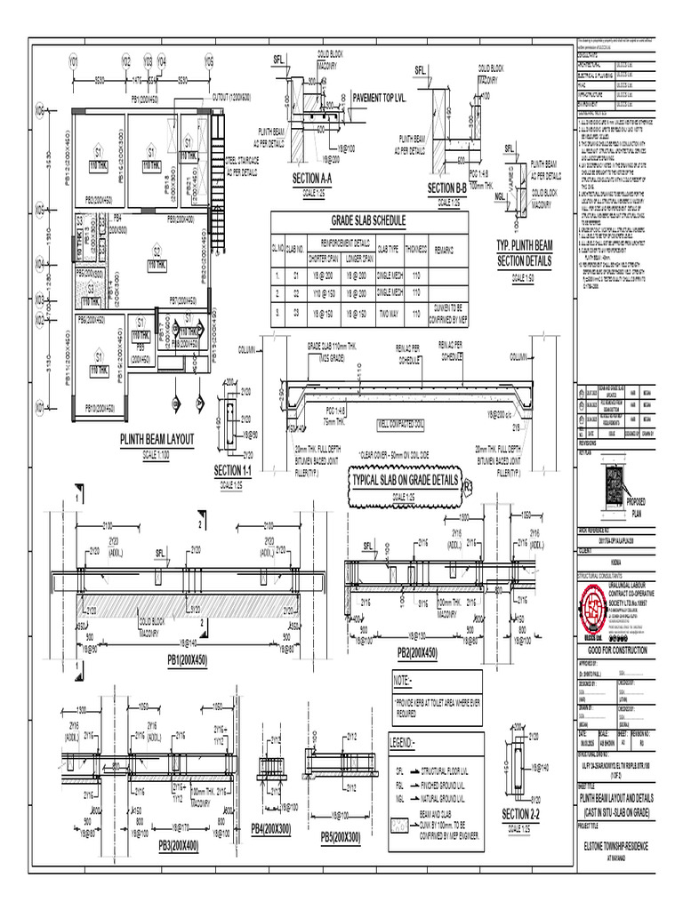Plinth Beam Layout and Details Sheet | PDF