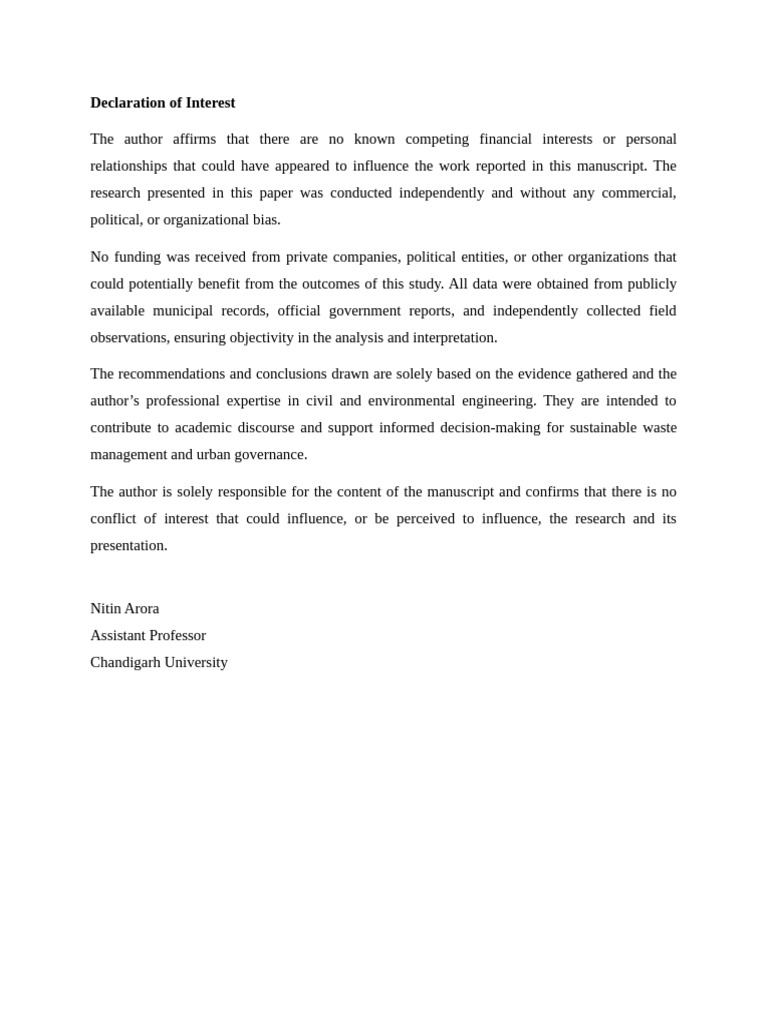 Declaration of Interest | PDF