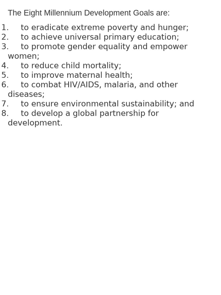 The Eight Millennium Development Goals | PDF