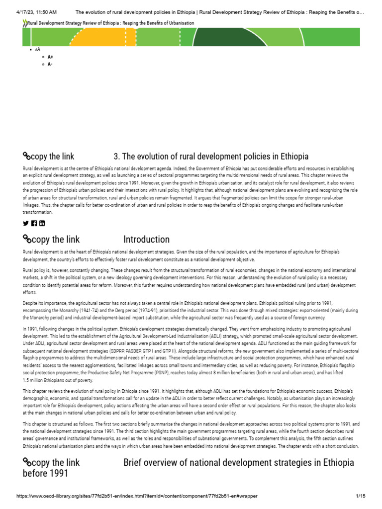 Evolution of Rural Development in Ethiopia | PDF | Food Security ...