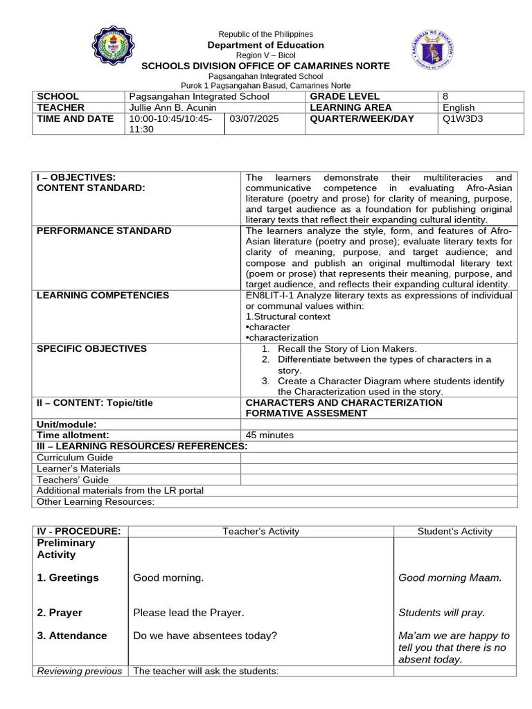 Lesson 3 Formatiive Assesment | PDF | Educational Assessment
