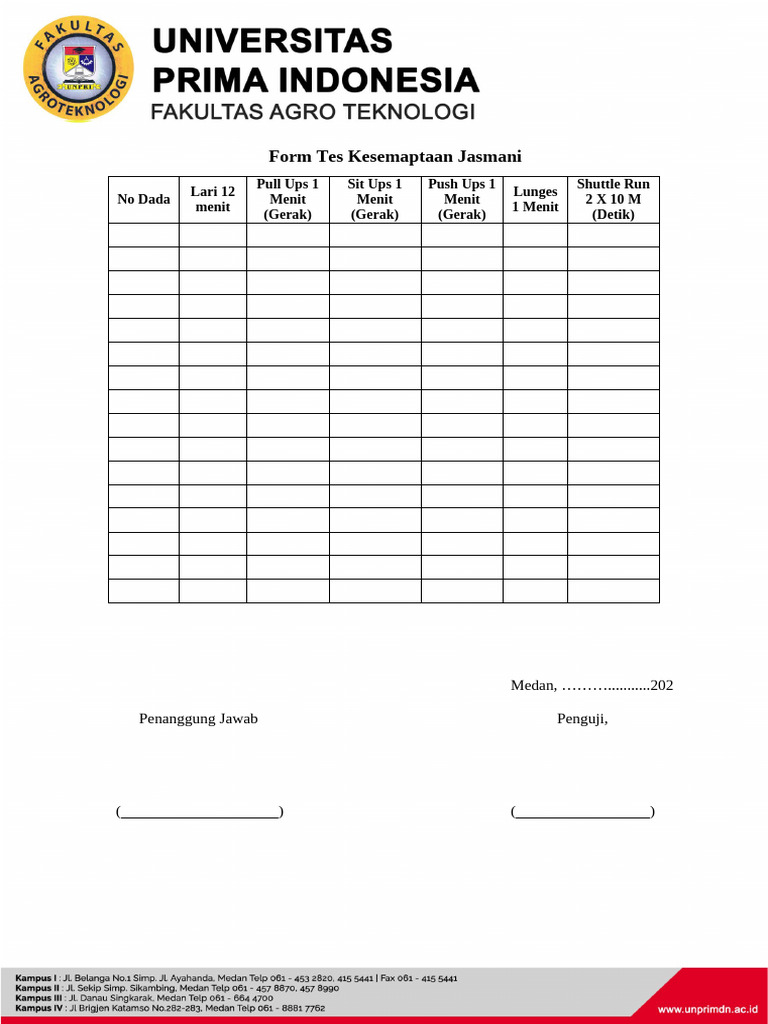 Form Kesemaptaan Jasmani Pria | PDF