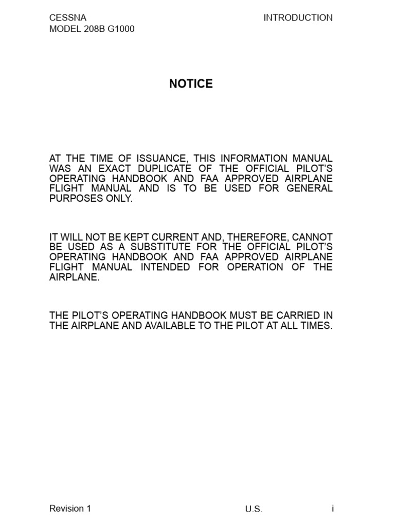 Cessna 208B G1000 Performance Specs | PDF | Airspeed | Aircraft
