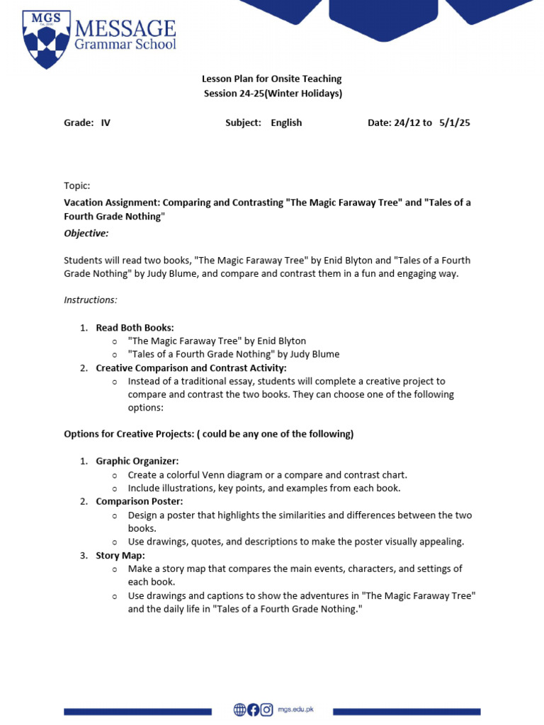Compare & Contrast English Lesson Plan | PDF | Fantasy | Drawing