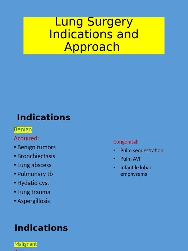 Lung Surgery: Indications and Techniques | PDF | Medical Specialties ...