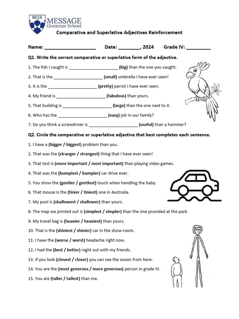 Comparative and Superlative Adjectives Quiz | PDF