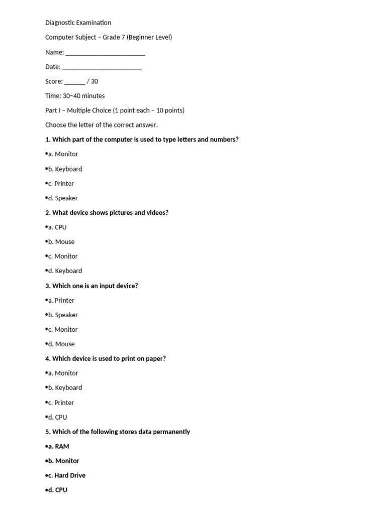Comp Homework Grade 1 and 2 Term 3 | PDF | Input/Output | Computer Keyboard