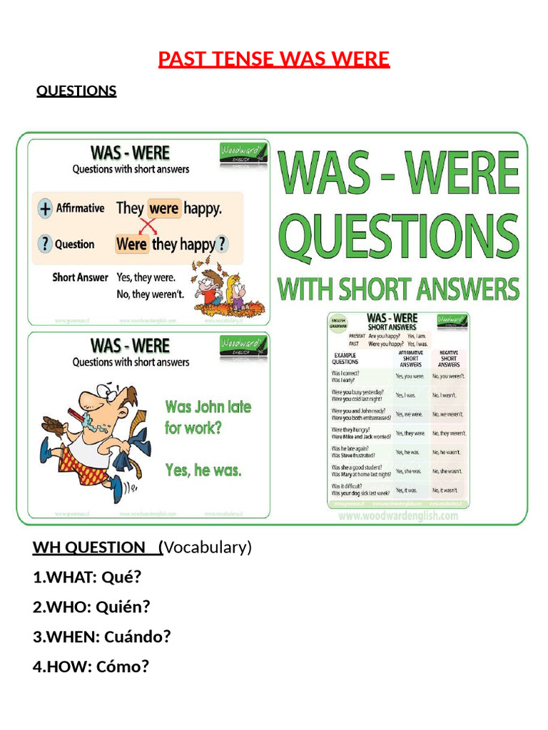 Past Tense Was Were Questions | PDF