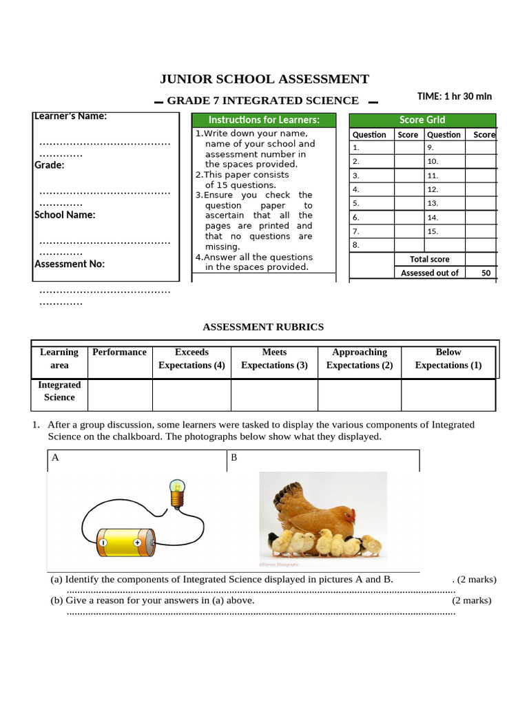 Grade 7 Integrated Science Assessment | PDF