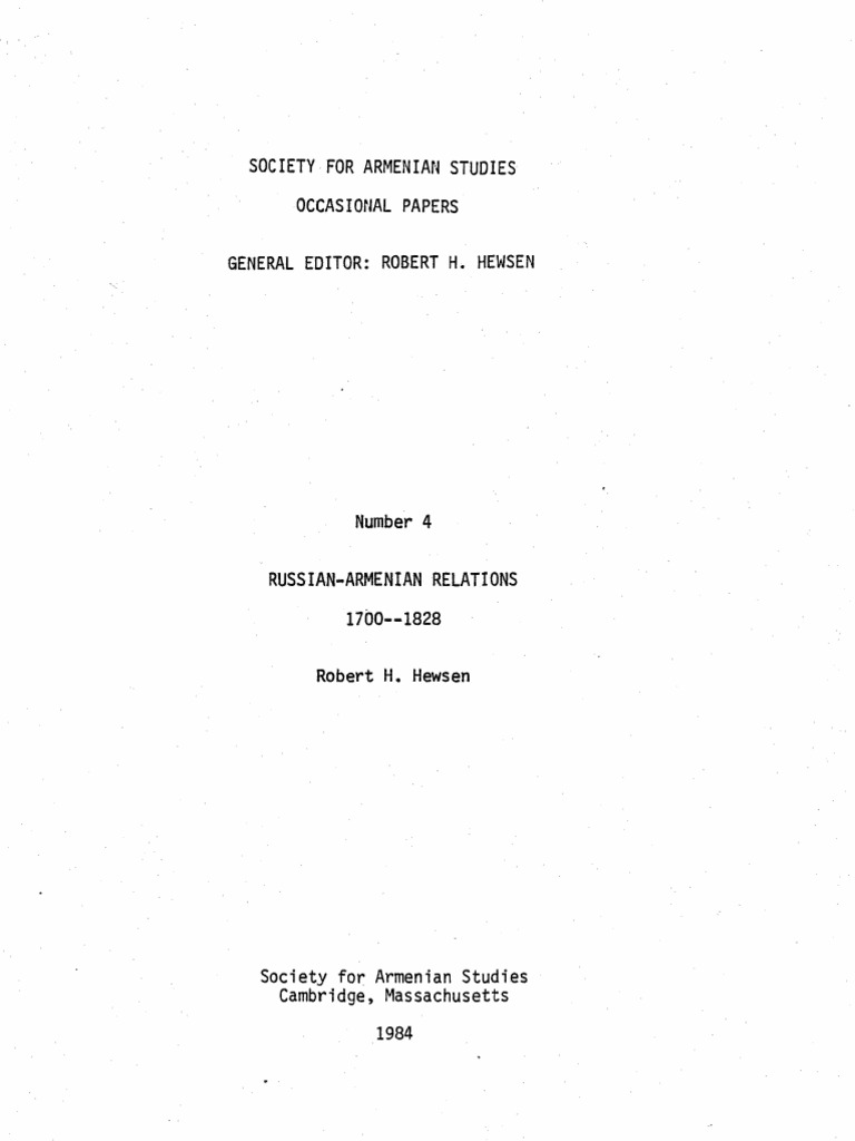 Hewsen 1984 Russia-Armenia 1700-1828 | PDF | Russian Empire