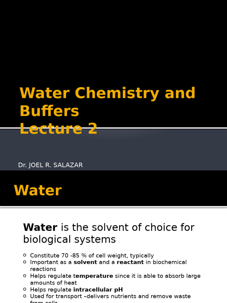 Biochem 2 (Water and Buffer) | PDF | Acid | Chemical Polarity