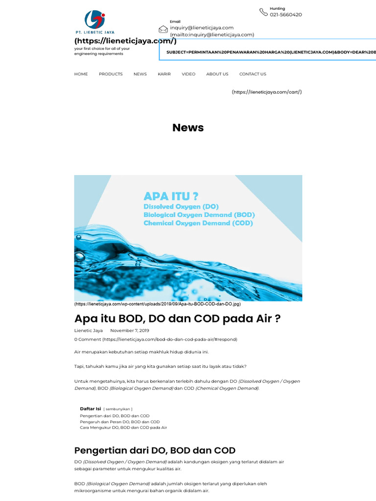 Memahami BOD, DO, dan COD pada Air | PDF