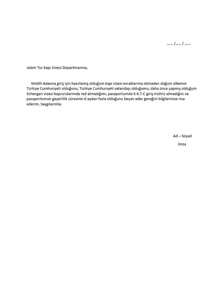 Kapi Vizesi Dilekce | PDF