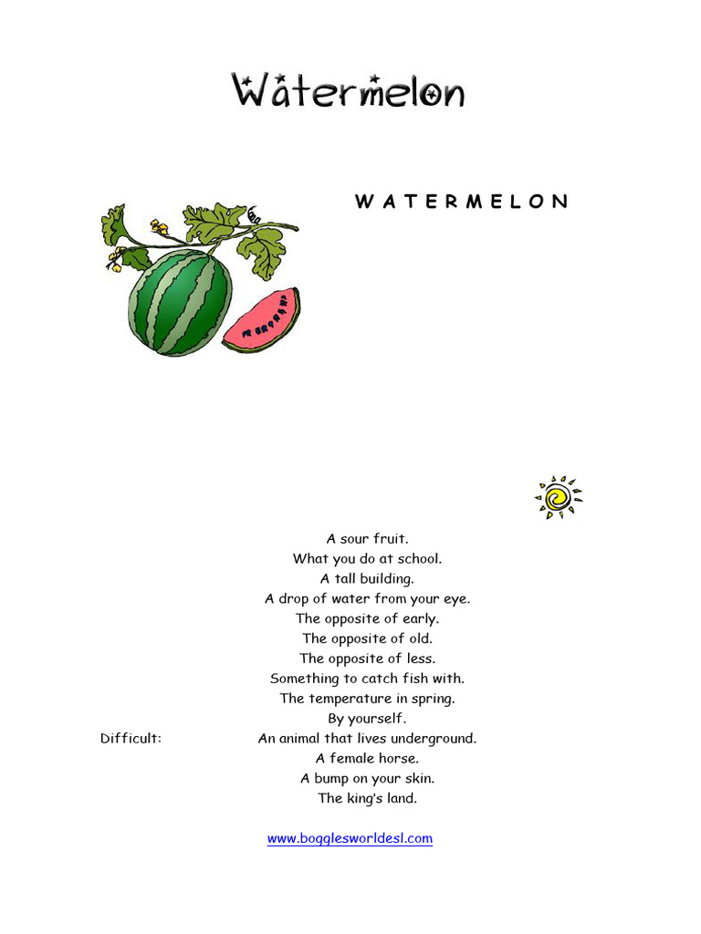 Words from Watermelon Challenge | PDF