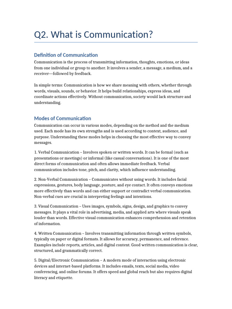 Understanding Communication and Its Modes | PDF | Communication ...