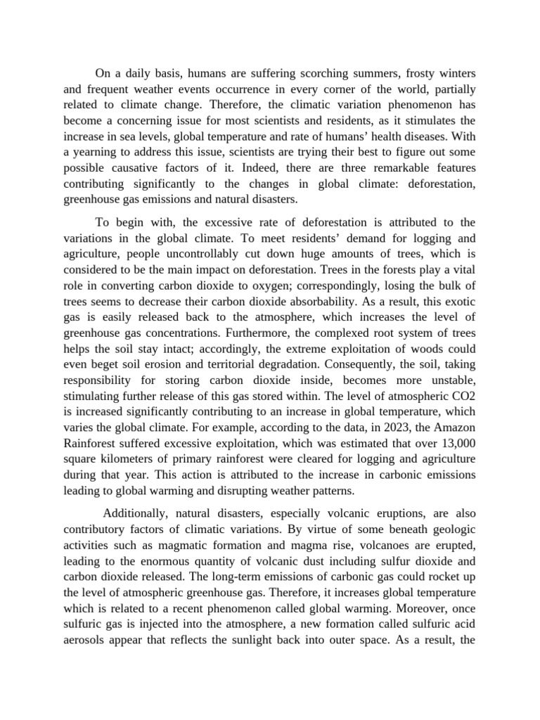 Sample For Writing Essay Part 2 | PDF | Greenhouse Gas | Volcano